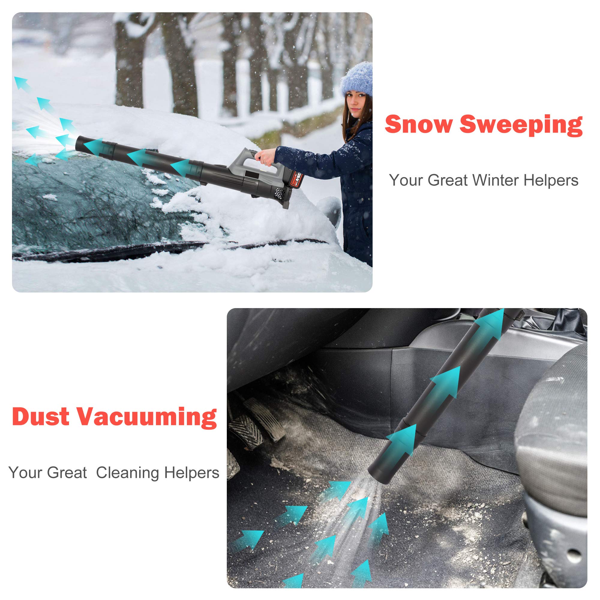 Cordless Leaf Blower 124 MPH Battery Operated Blower for Yard Cleaning Blowing Leaves Snow Debris Dust 20V Electric Leaf Blower with Battery and Charger