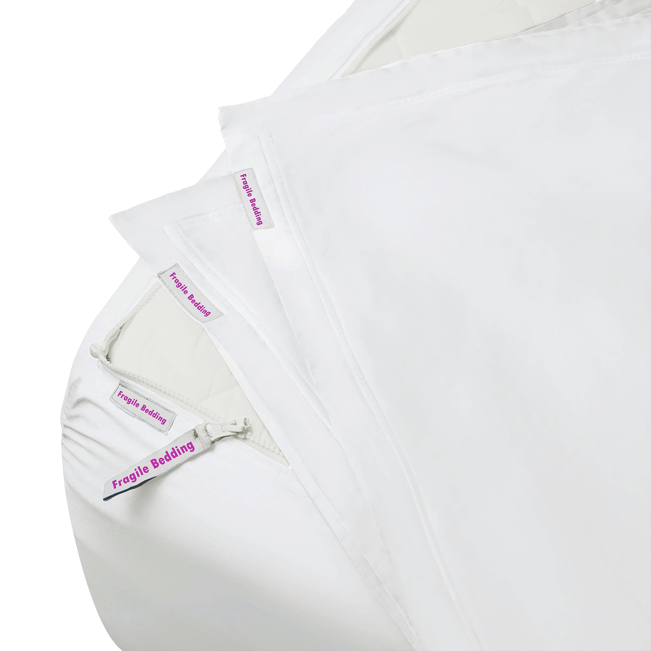 Eyptian Cotton - Includes 1 Fitted Sheet Base & 2 Zip-On Sheets - 15” Inch. Deep Pockets Zipper Sheets Queen Size - Eyptian Cotton 800 TC Zipper Fitted Sheet - (White Colour)