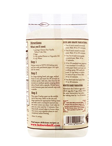 Bob's Red Mill Gluten Free Vanilla Yellow Cake Mix, 19-ounce (Pack of 4) (Package May Vary)