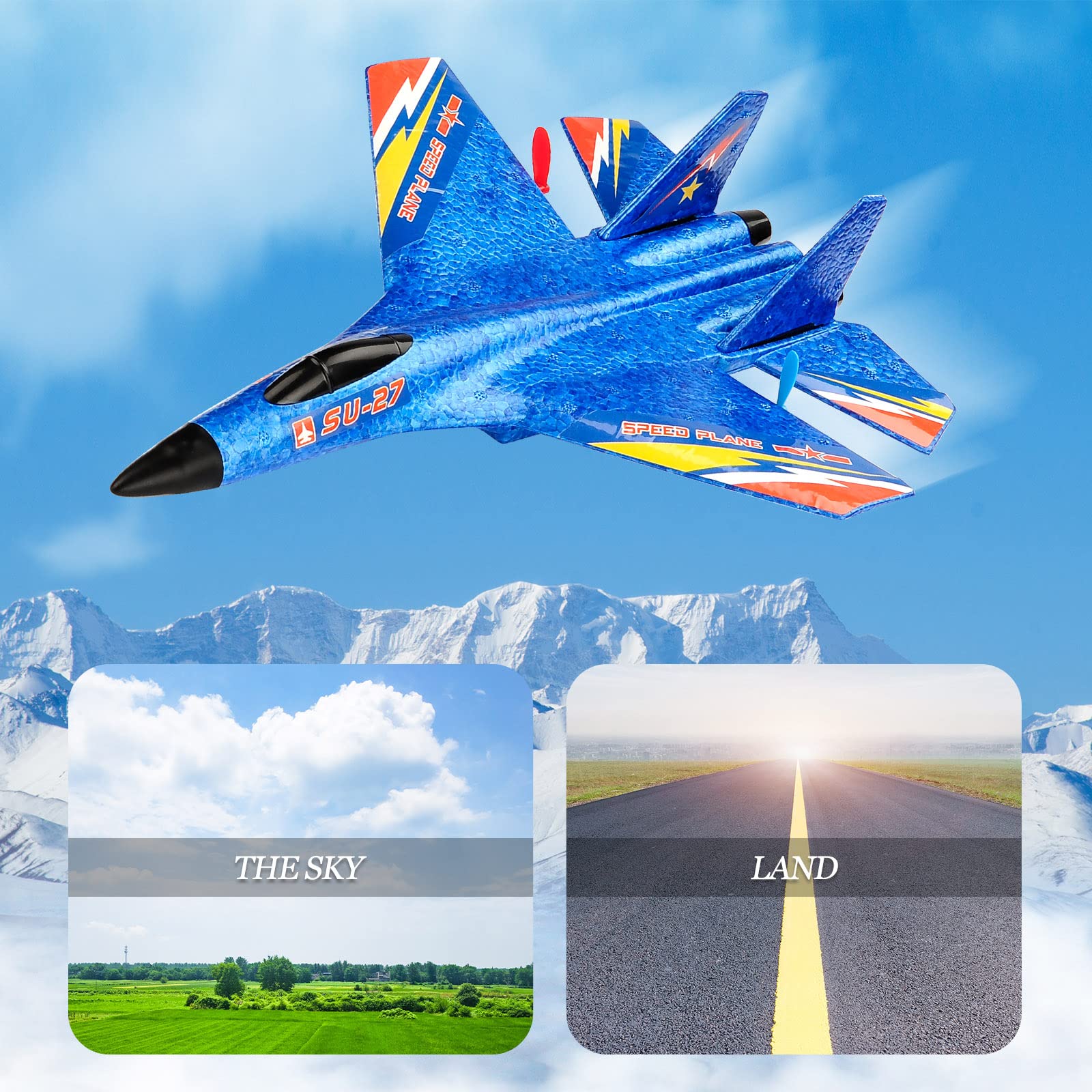 RoofWorld RC Plane Remote Control Glider Airplanes 2.4 GHZ 2 Channels, Easy to Fly RC Fighter, Remote Control Aircraft with Automatic Balance Gyro for Adult Kids Beginner