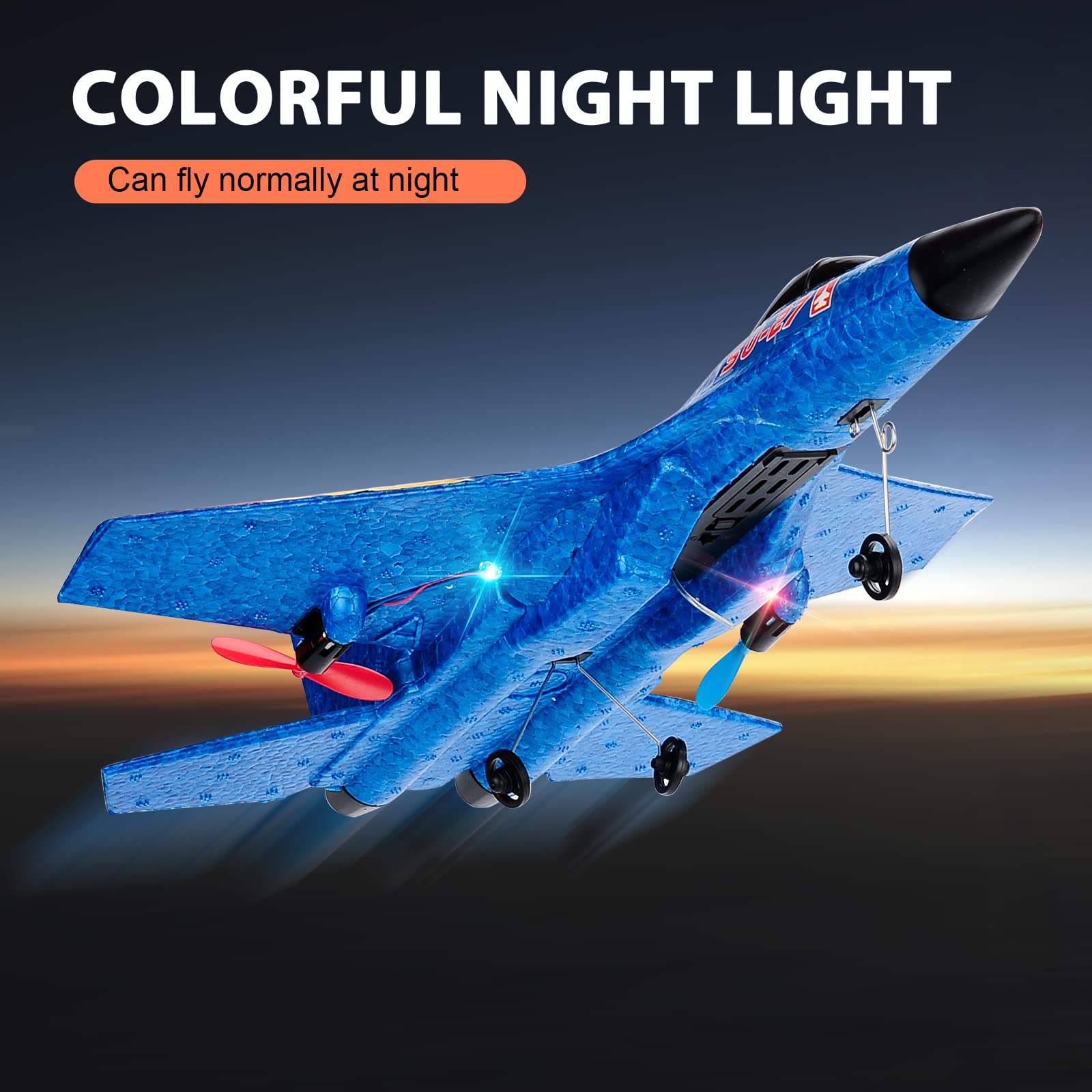 RoofWorld RC Plane Remote Control Glider Airplanes 2.4 GHZ 2 Channels, Easy to Fly RC Fighter, Remote Control Aircraft with Automatic Balance Gyro for Adult Kids Beginner
