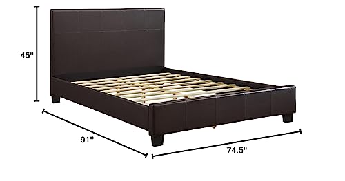 Lexicon California King Bed Frames With Headboard, Platform Bed Frame California King, Modern Bed Frame, Faux Leather Upholstered Bed Frame, No Box Spring Required, Easy Assembly, Cal King, Dark Brown