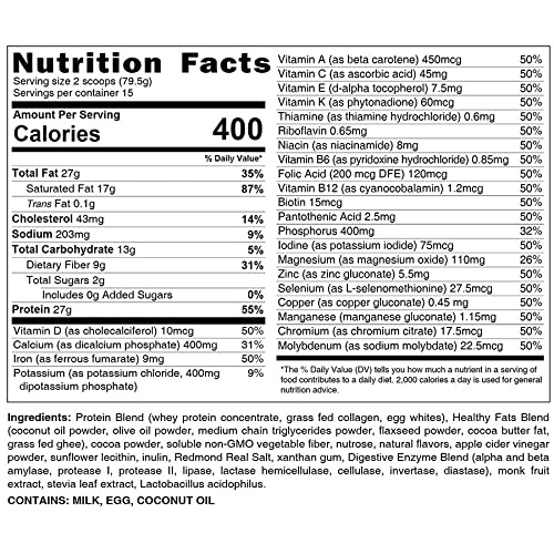 HLTH Code Complete Meal Replacement Powder | High Protein | Chocolate Macadamia Flavor | 15 Servings