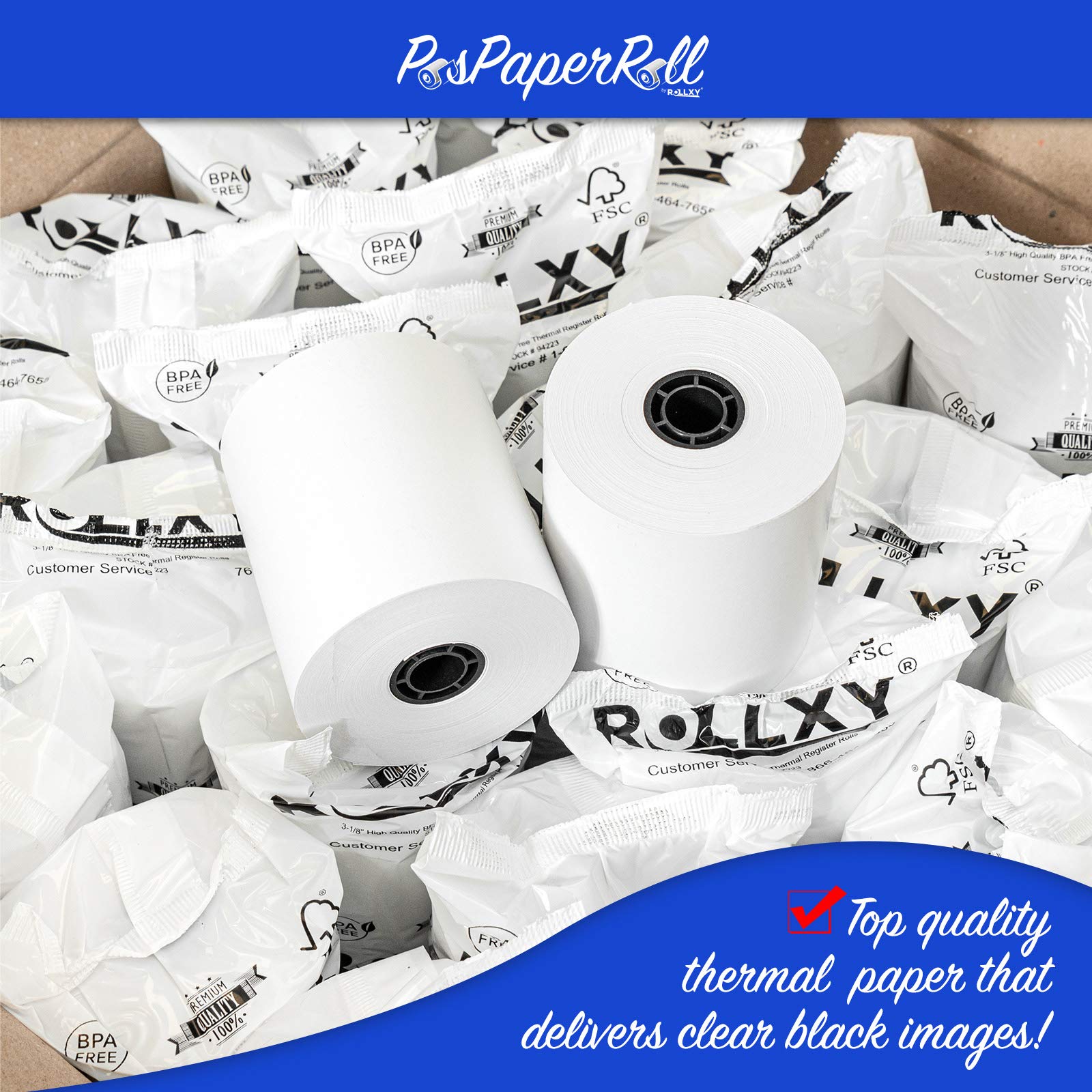3-1/8" x 220' THERMAL PoS RECEIPT PAPER - 10 NEW ROLLS - MADE IN THE U.S.A.!