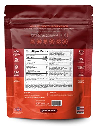 HLTH Code Complete Meal Replacement Powder | High Protein | Chocolate Macadamia Flavor | 15 Servings