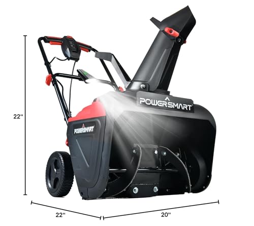 PowerSmart Electric 21 Inch Walk-Behind Single Stage Snow Blower - 120V 15 Amp, 2100 RPM, 15-Amp Motor, LED Light for Yard, Road (DB5021LED)