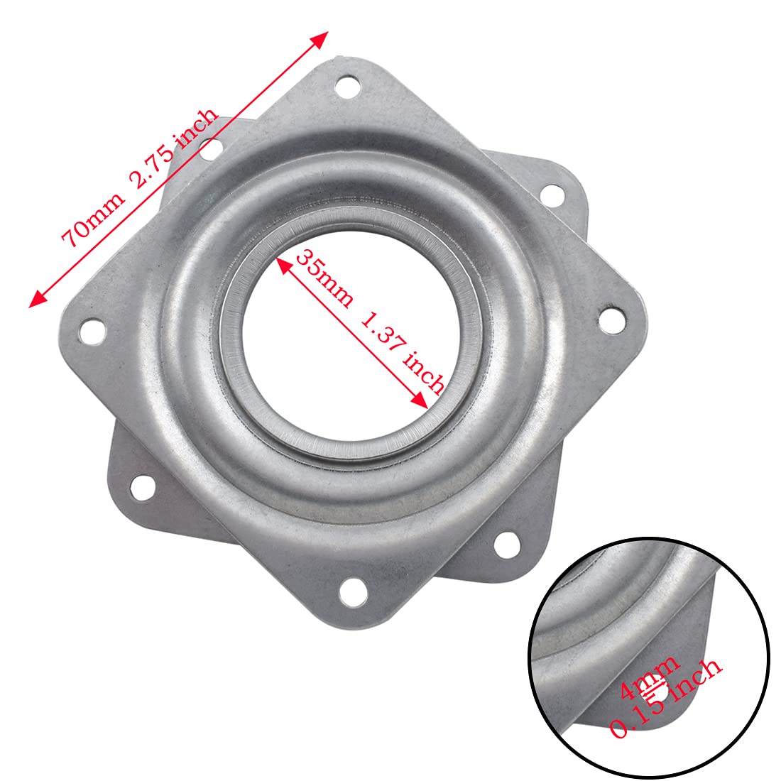 SDTC Tech 2 Packs 3 inch Lazy Susan Turntable Bearings Square Rotating Plate Swivel 360 Degree for Trays, Kitchen Storage Racks, Craft Projects, Kitchen Cabinet, Makeup Holder