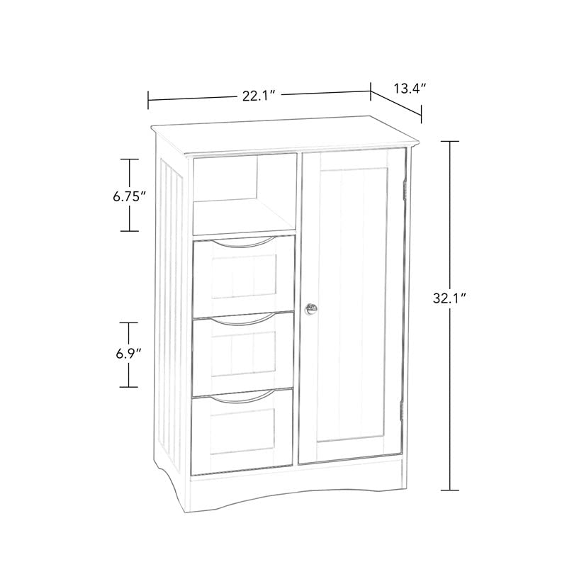 RiverRidge Ashland Collection 1 Door, 3 Drawer, Gray Floor Cabinet