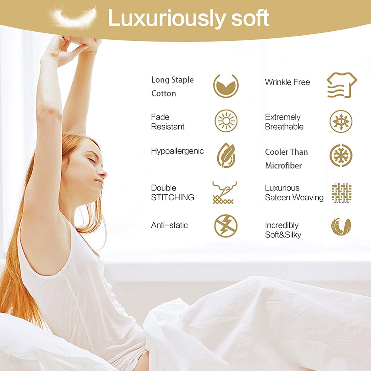 GLIMMER TEXTILE 100% Organic Cotton 1200 Thread Count Queen(60"x80") Orange Sheet Set | Sateen Weave |Hotel Luxury Bedding 4 Piece Sheet Sets| Breathable & Soft | Fits Upto 22" Deep Pocket Mattress.
