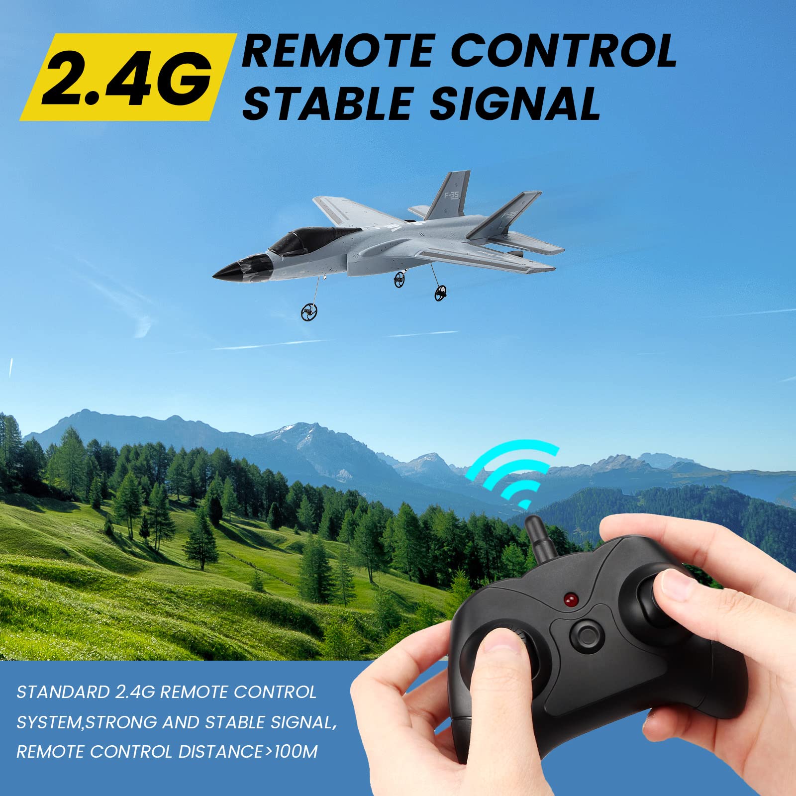 BEHORSE RC Plane, F-35 RC Airplane Ready to Fly, 2 Channel 2.4Ghz Remote Control Plane, Remote Control Airplanes for Kids Boys Girls Adults Beginners
