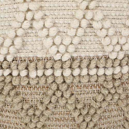 Christopher Knight Home Dellroy Pouf, Ivory + Beige
