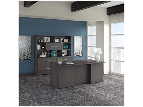Bush Business Furniture Office 500 Executive Desk with Drawers, Lateral File Cabinets and Hutch, 72W, Storm Gray