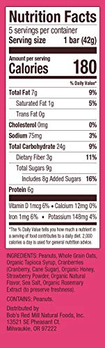 Bob's Red Mill Peanut Butter Jelly & Oats Bob's Bar 1.48 Ounce (Pack of 5)