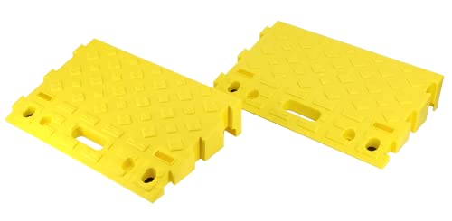 MAXXHAUL 50707 Portable Interlocking Plastic Curb Threshold Ramps Set (Yellow) for Loading Dock, Driveway, Sidewalk for Scooter, Wheelchair, Car, Truck, Motorcycle, Dolly