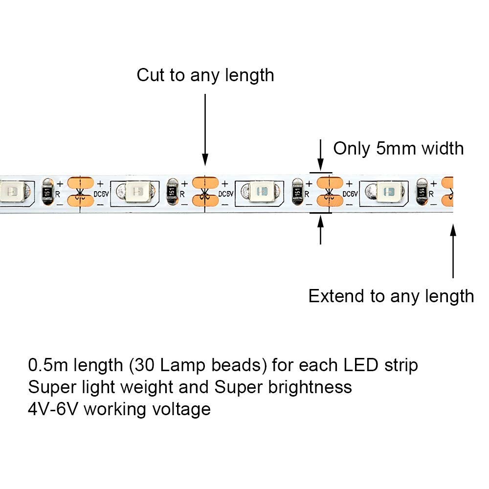 elechawk LED Light Strip for RC Fixed Wing Airplane Flying Wing Plane AR Wing Drone Model Car Truck (White)