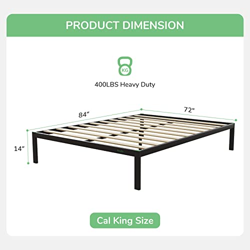 Novilla California King Metal Bed Frame with Storage, Black, Wooden Slats Support, Heavy Duty, Easy Assembly, 14 Inch
