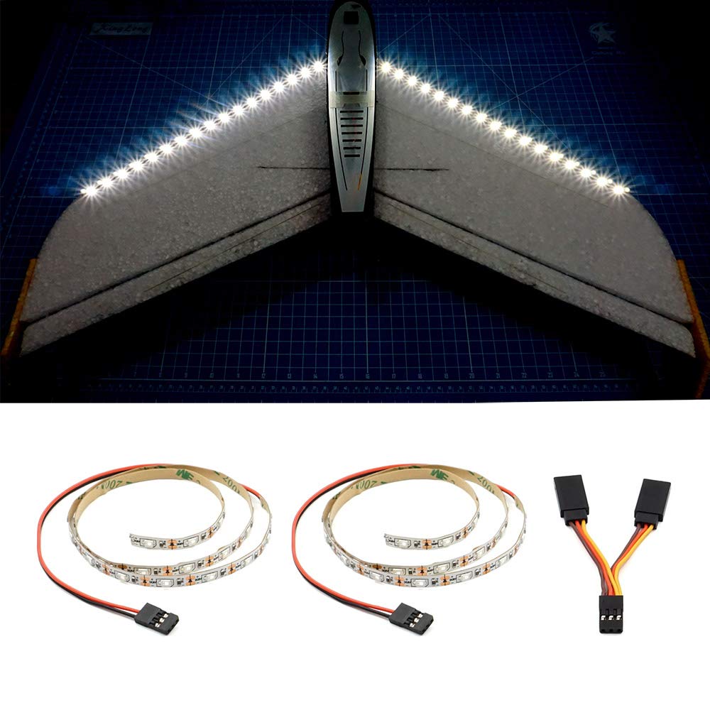 elechawk LED Light Strip for RC Fixed Wing Airplane Flying Wing Plane AR Wing Drone Model Car Truck (White)