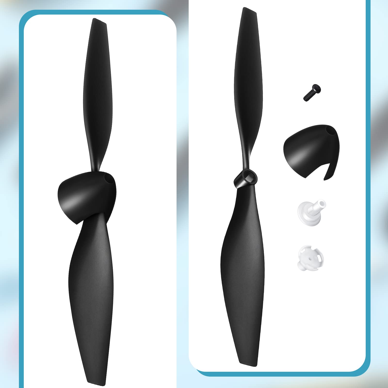 Zhanmai 3 Sets Spare Rc Plane Propellers Rc Airplane Carbon Fiber Nose Cone Compatible with Tr-c285g Plane and Tr-c385 4 Channel Remote Control Airplane with Propeller Savers and Adapters