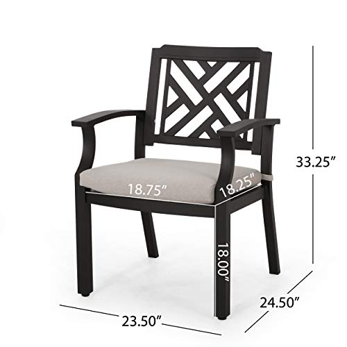 Christopher Knight Home 314009 Waterford Dining Sets, Antique Matte Black + Light Beige