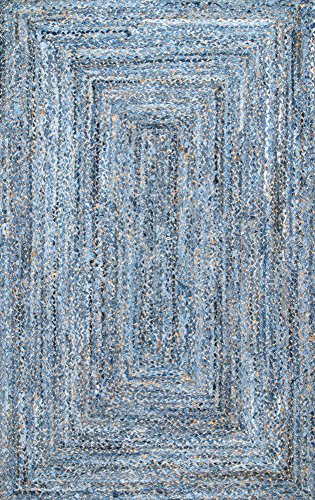 nuLOOM Hand Braided Otelia Denim And Jute Area Rug, 4' x 6', Denim