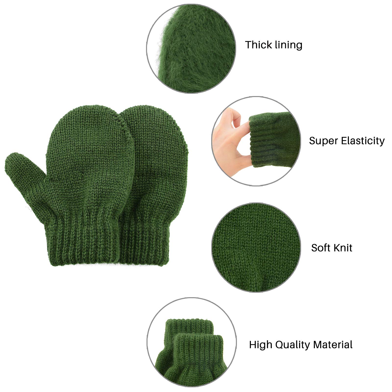 Kids Winter Toddler Mittens Multicolor Soft Knitted Gloves Thick Cold Protection Mitten Color Set 3