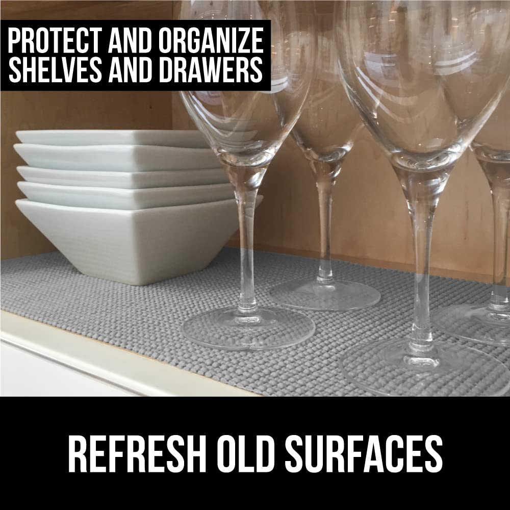 Gorilla Grip Drawer Liner and Under Sink Mat, Drawer Liner Size 12 in x 20 FT in Gray, Non Adhesive, Under Sink Mat Size 24x30 in Charcoal, 2 Item Bundle