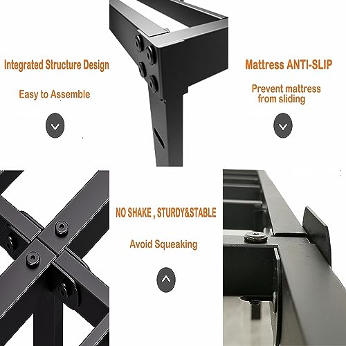 LIJQCI California King Size Bed Frame 16" High Heavy Duty Steel Slat Metal Platform Noise Free Anti-Slip Support 16 Inch Under-Bed Maximum Storage Mattress Foundation