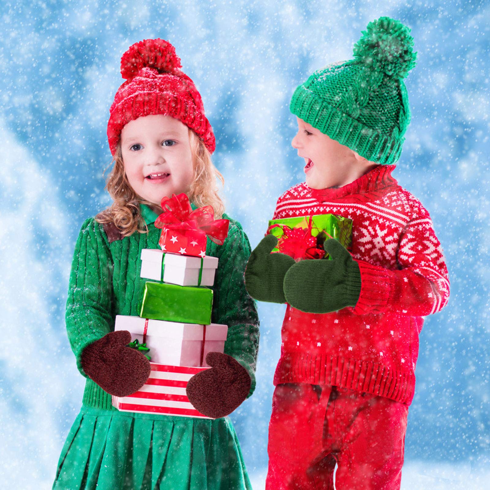 Kids Winter Toddler Mittens Multicolor Soft Knitted Gloves Thick Cold Protection Mitten Color Set 3