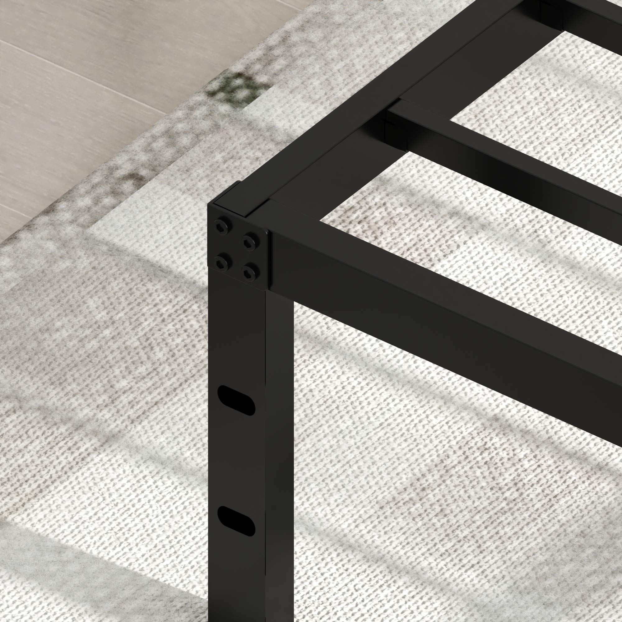 yookare 14 Inch Tall 3500lbs Heavy Duty Metal Bed Frame/with Storage/Mattress Foundation/Steel Slats Platform/Noise Free/No Box Spring Needed,Cal King