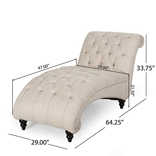 Christopher Knight Home Varnell Chaise Lounge, Beige + Dark Brown