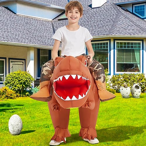GOOSH Inflatable Dinosaur Costume Kid 36IN Riding T Rex Air Blow up Dinosaur Costume for Halloween Cosplay Party