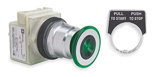 Schneider Electric Illuminated Push Button Operator, Green, Momentary Push / Maintained Neutral / Momentary Pull Action - 9001KR8P1G