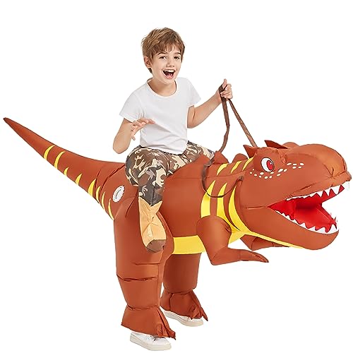 GOOSH Inflatable Dinosaur Costume Kid 36IN Riding T Rex Air Blow up Dinosaur Costume for Halloween Cosplay Party
