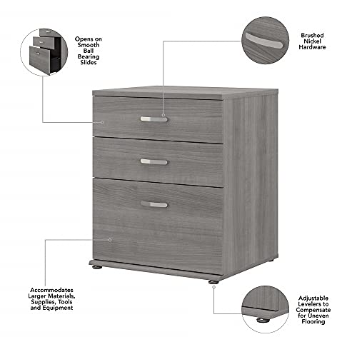Bush Business Furniture Universal Floor Storage Cabinet with Drawers, Platinum Gray