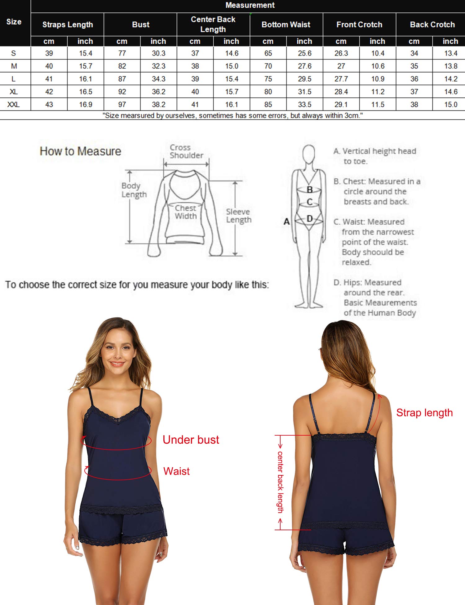 Avidlove Womens Cami Pajama Set Shorts Sexy Sleeveless Cotton Sleepwear Cute Nightwear Pjs