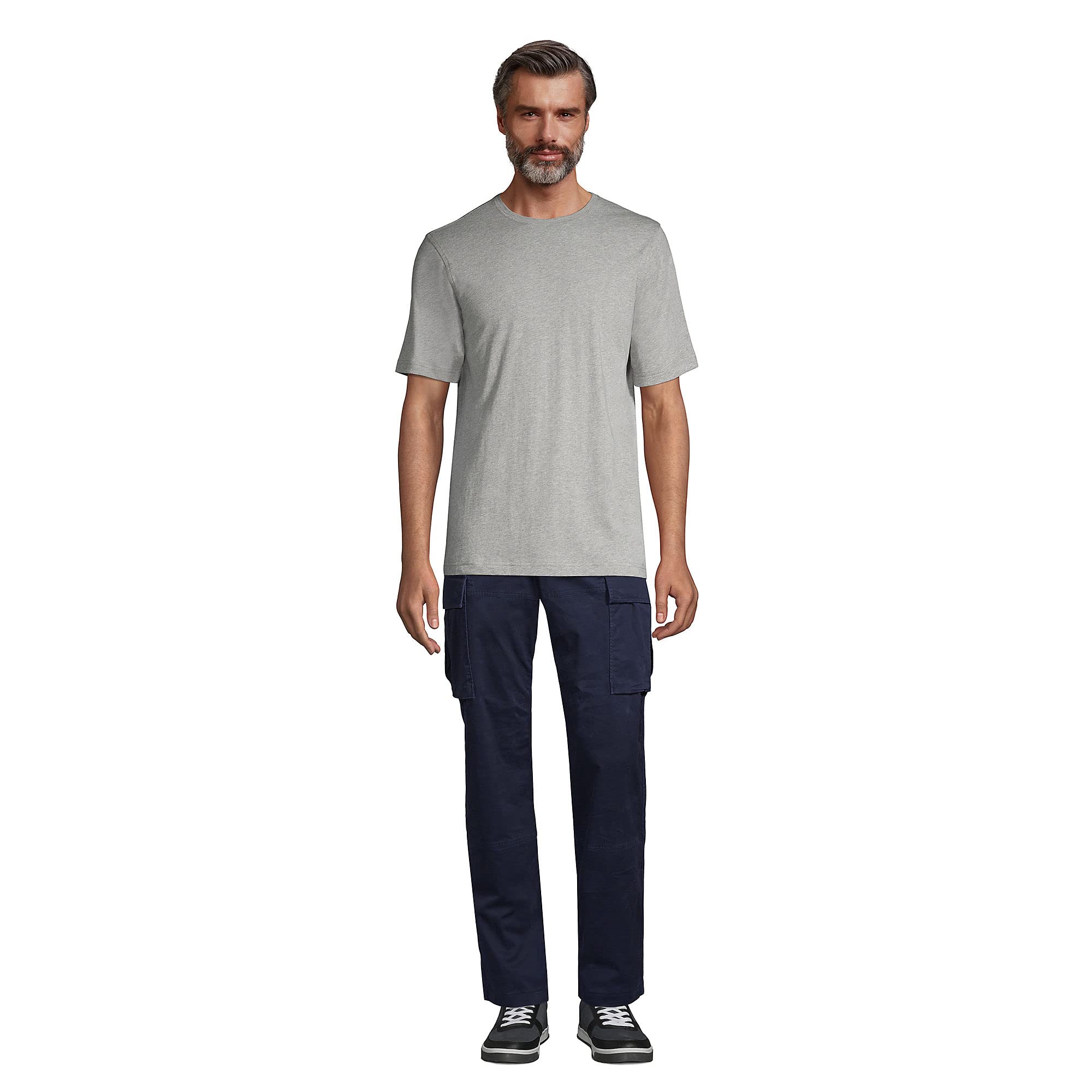Lands' End Mens Short Sleeve Supima Tee Light Gray Heather Regular XX-Large