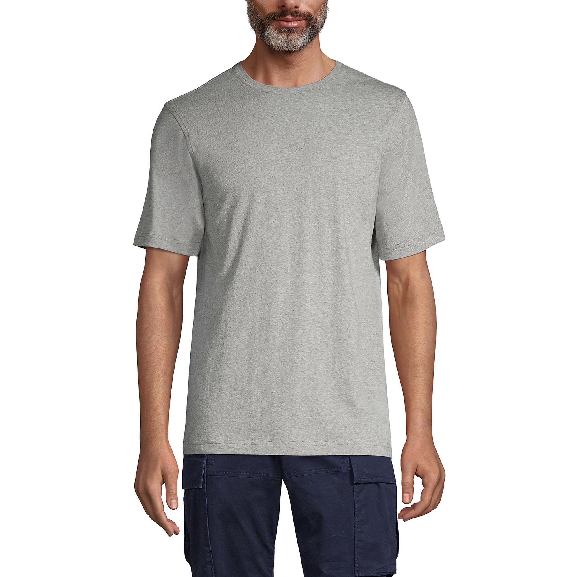 Lands' End Mens Short Sleeve Supima Tee Light Gray Heather Regular XX-Large