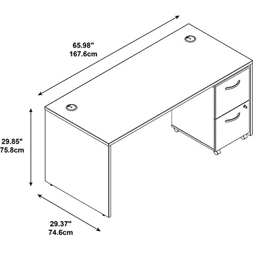 Bush Business Furniture Series C 66W Shell Desk with 2-Drawer Mobile Pedestal, Hansen Cherry