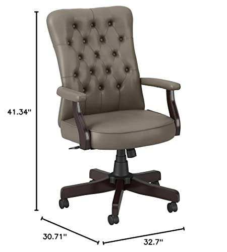 Bush Business Furniture Arden Lane High Back Tufted Office Chair with Arms, Washed Gray Leather