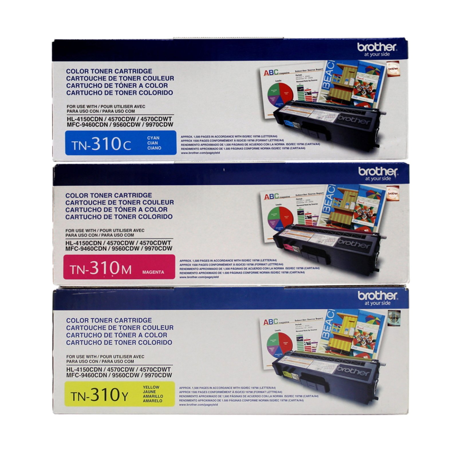 Brother TN310BK, TN310C, TN310M, TN310Y (TN-310BK, TN-310C, TN-310M, TN-310Y) Black, Cyan, Magenta and Yellow Toner -Cartridge Set