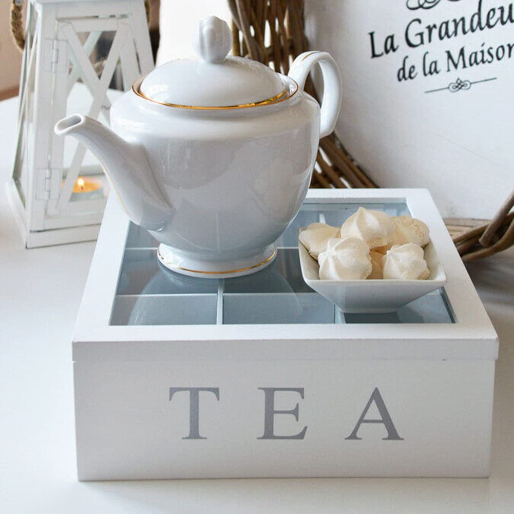 Xiaoxin Tea Storage Chest | Bamboo Tea Box for Tea Bags Organizer,9 Compartment Wooden Tea Chest for Assorted Tea Bags, Coffee Bags, Sugar Packets