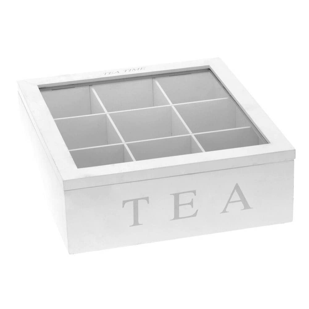 Xiaoxin Tea Storage Chest | Bamboo Tea Box for Tea Bags Organizer,9 Compartment Wooden Tea Chest for Assorted Tea Bags, Coffee Bags, Sugar Packets