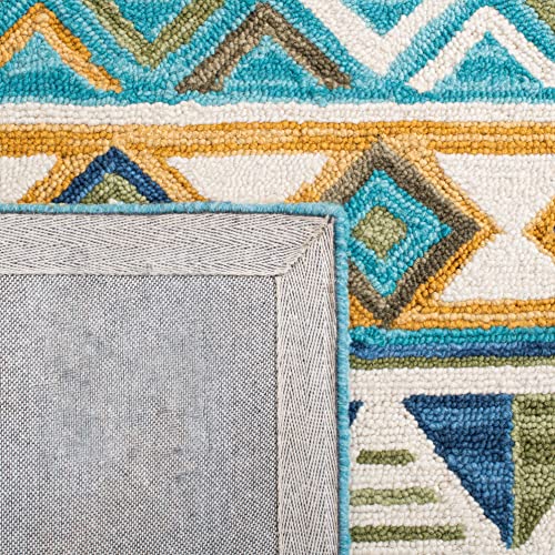 Safavieh Aspen Collection 4' x 6' Blue/Yellow APN352M Handmade Boho Tribal Wool Area Rug
