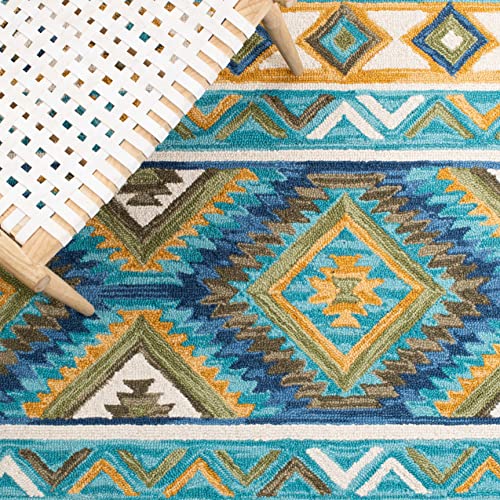 Safavieh Aspen Collection 4' x 6' Blue/Yellow APN352M Handmade Boho Tribal Wool Area Rug
