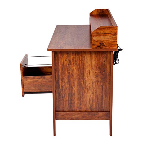 OneSpace Eleanor Executive Desk Wood Grain, Golden Cherry