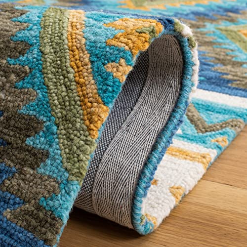 Safavieh Aspen Collection 4' x 6' Blue/Yellow APN352M Handmade Boho Tribal Wool Area Rug