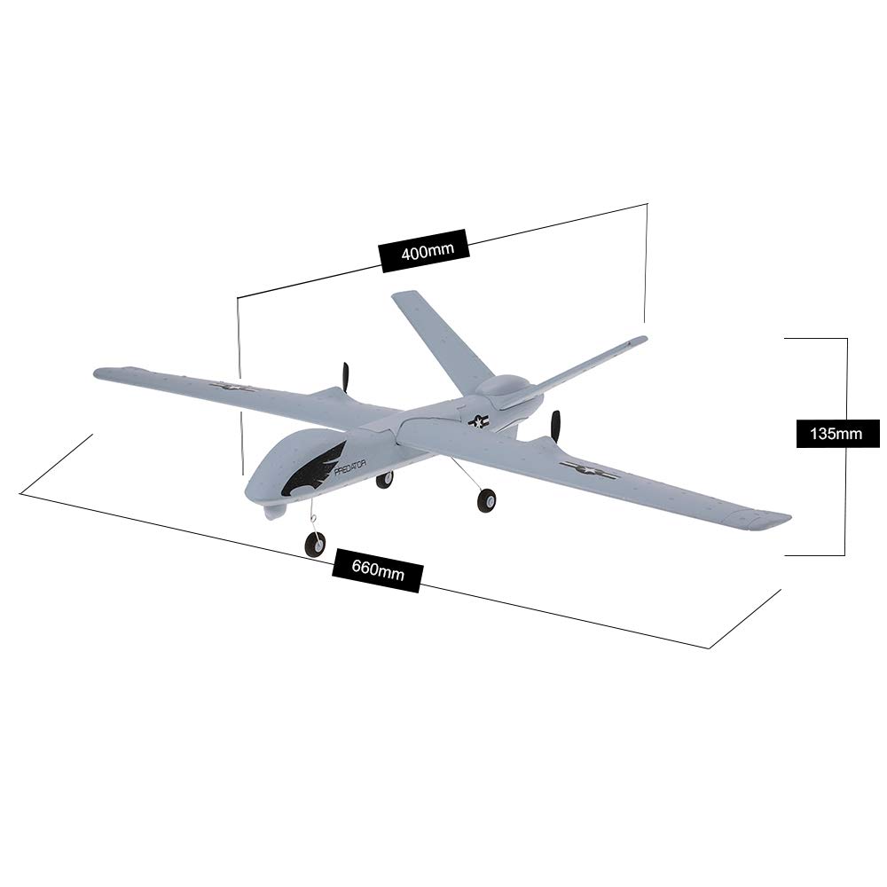 GoolRC Z51 Predator RC Plane, 2.4Ghz 2 Channels Remote Control Airplane with 3-Axis Gyro, Foam Hand Throwing RC Aircraft Glider with 660mm Wingspan, DIY Kit Toys for Kids Beginners