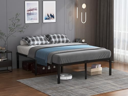 AROMUSTIME 16 Inch Standard Metal Platform Bed Frame / 3,000 lbs Heavy Duty Steel Slat Easy Assembly Mattress Foundation/No Noise/Box Spring Replacement, Cal King