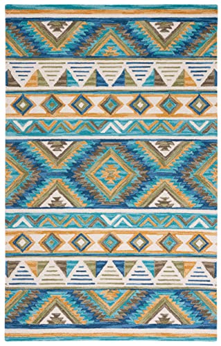 Safavieh Aspen Collection 4' x 6' Blue/Yellow APN352M Handmade Boho Tribal Wool Area Rug