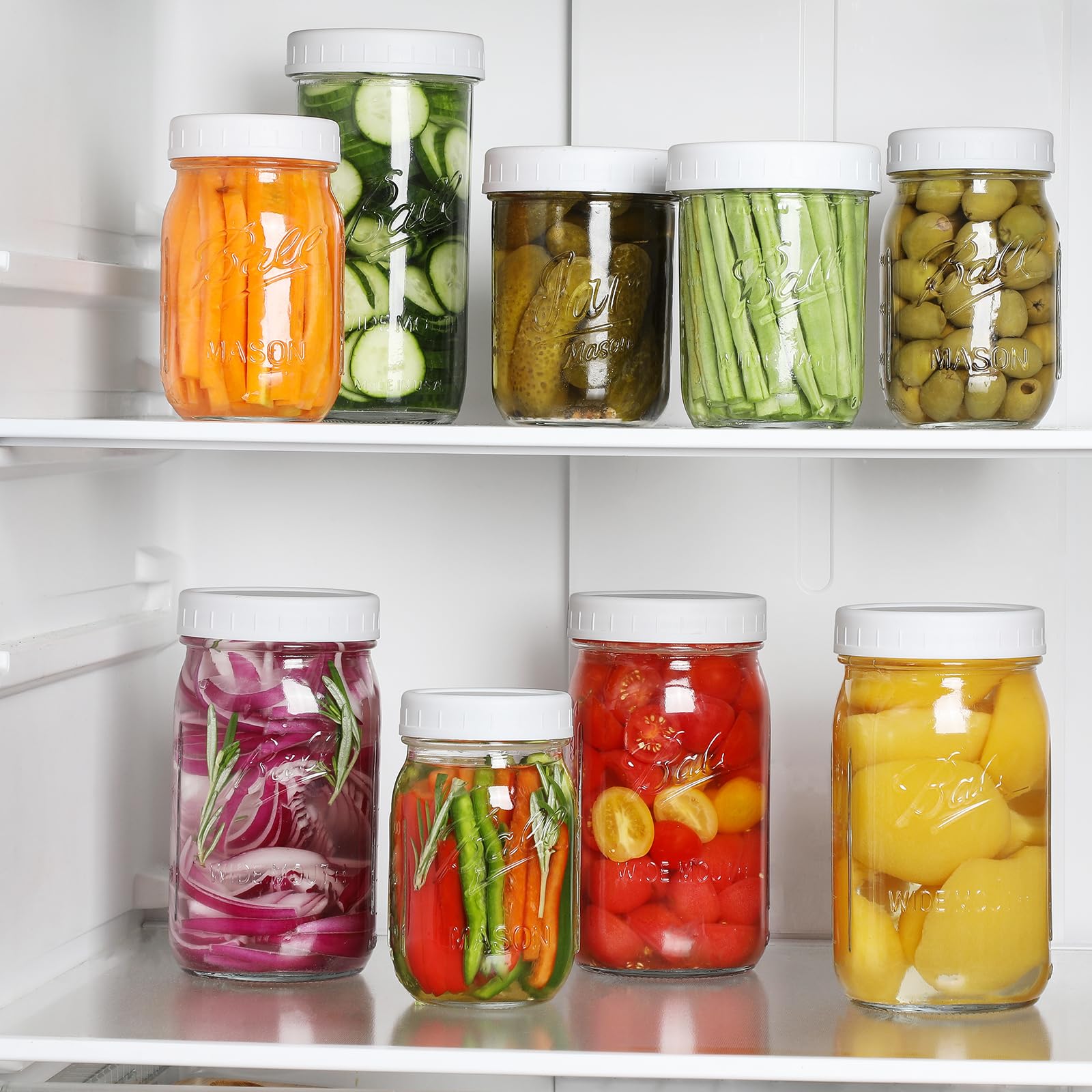 [18 Pack] Plastic REGULAR Mouth Mason Jar Lids for Ball, Kerr and More - White Plastic Storage Caps for Mason/Canning Jars